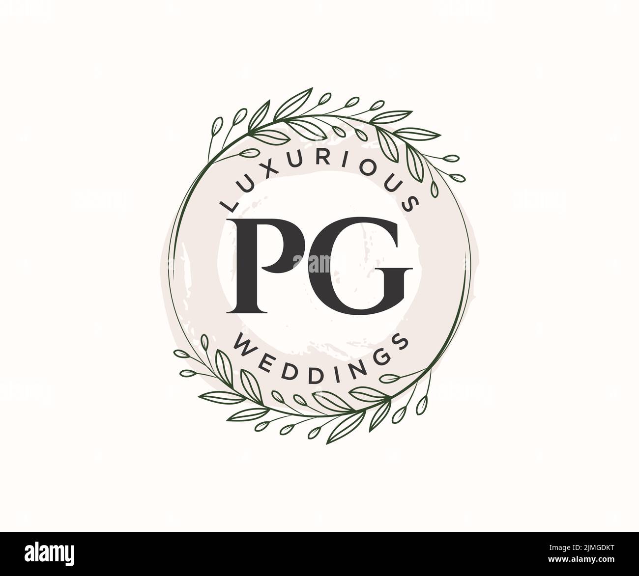 PG Initials letter Wedding monogram logos template, hand drawn modern ...