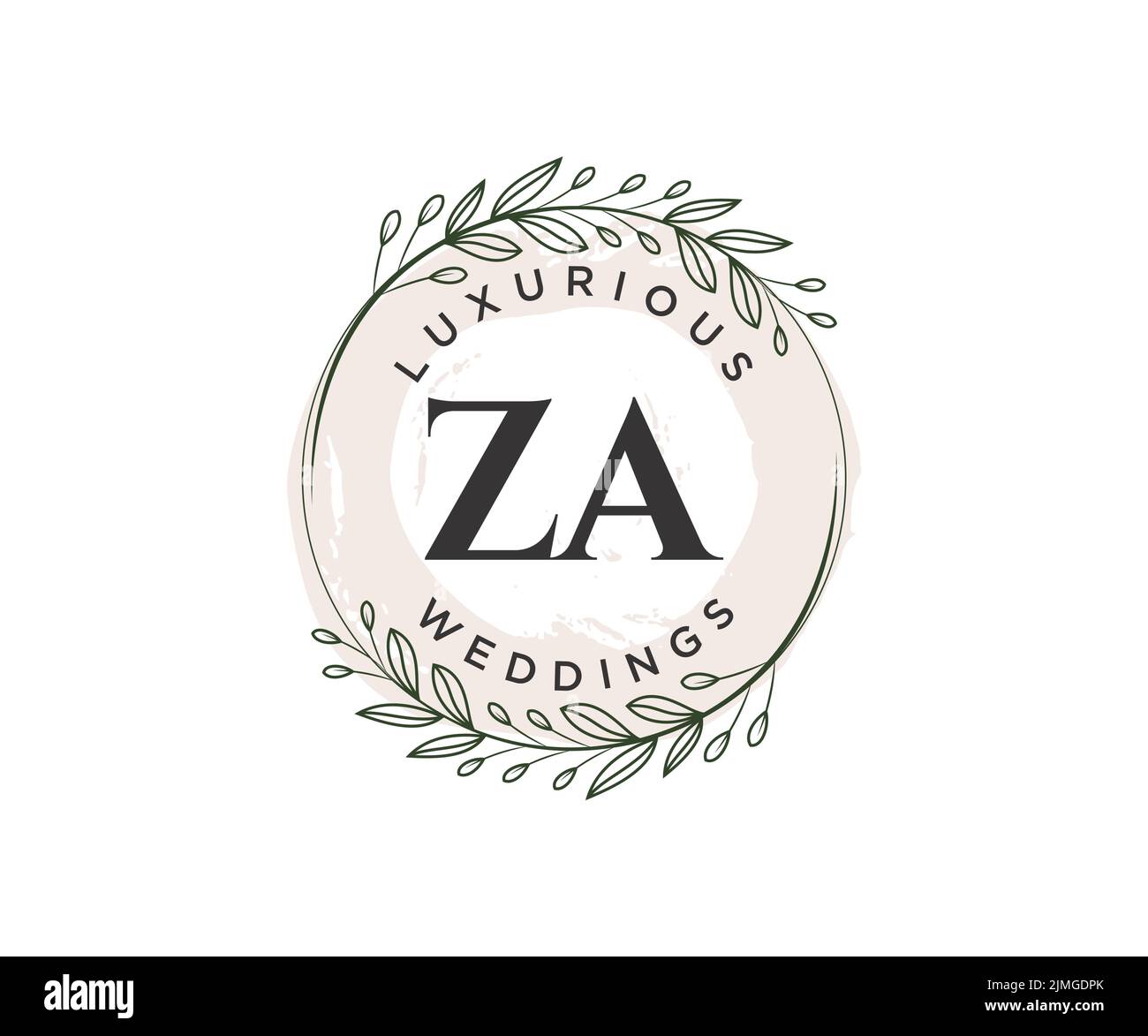 ZA Initials letter Wedding monogram logos template, hand drawn modern ...