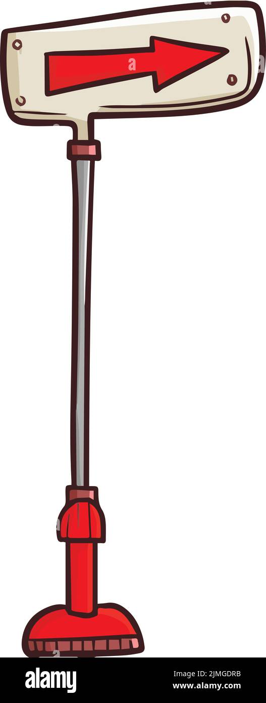 A vector illustration of a sign with a red arrow showing direction on a ...