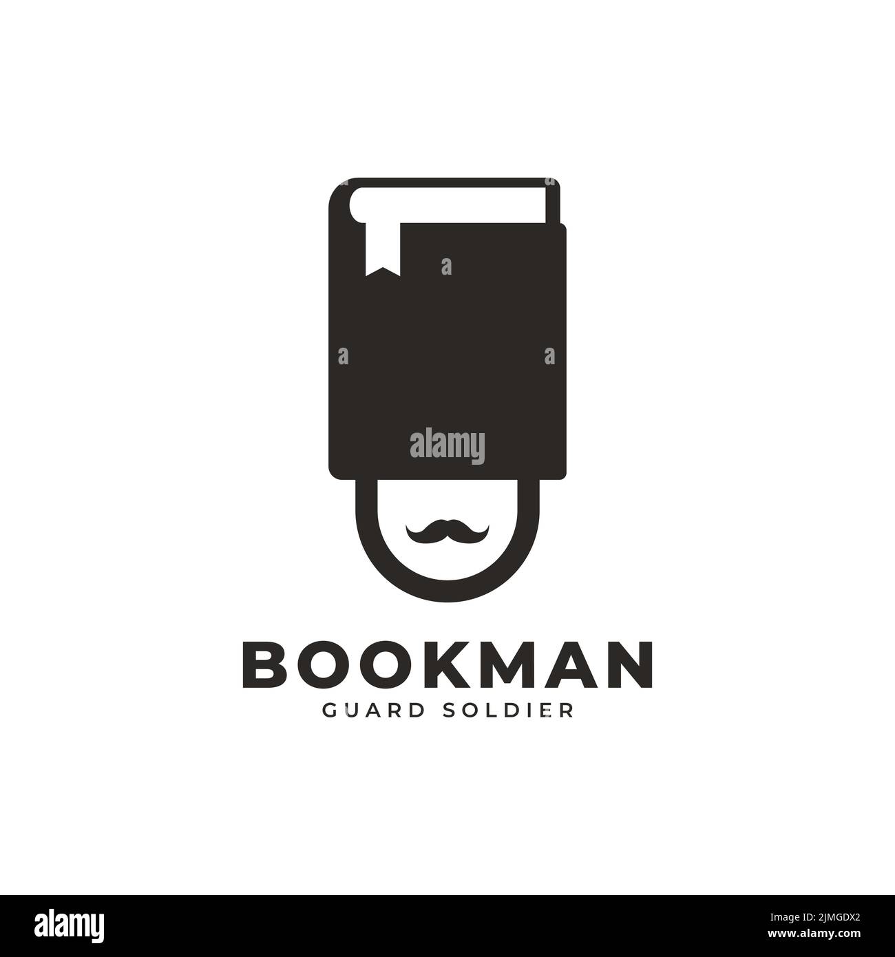 A vector illustration of a black Bookman guard soldier logo sample on a ...