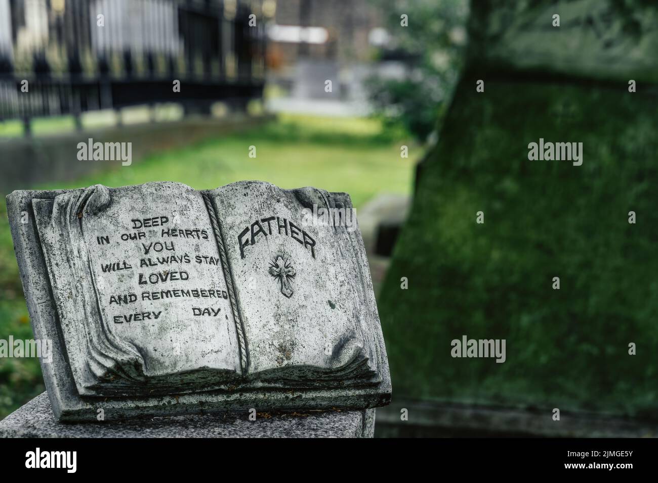 Book, sculpture as a memorial for the father in Glasnevin Cemetery ...