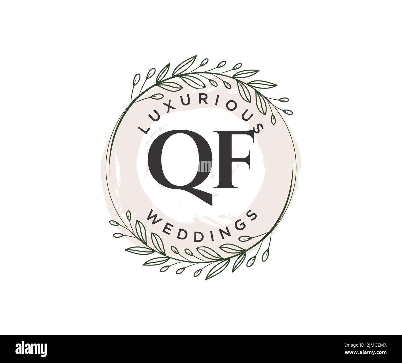 QF Initials letter Wedding monogram logos template, hand drawn modern ...