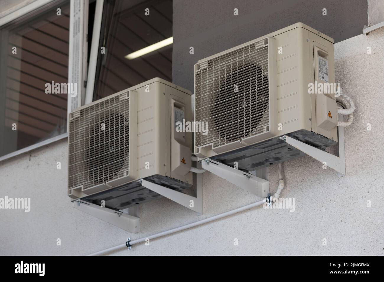 block of climatic equipment of the air conditioner hanging outside the ...