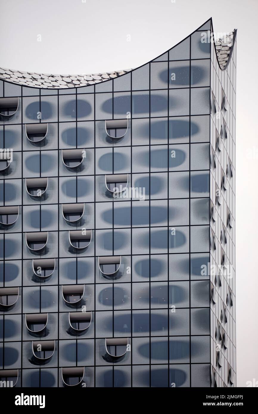 Glass facade of the Elbphilharmonie, Hafencity, Hamburg, Germany ...
