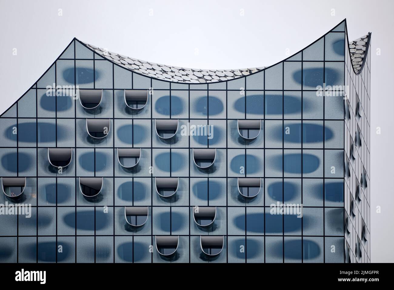 Glass facade of the Elbphilharmonie, Hafencity, Hamburg, Germany ...