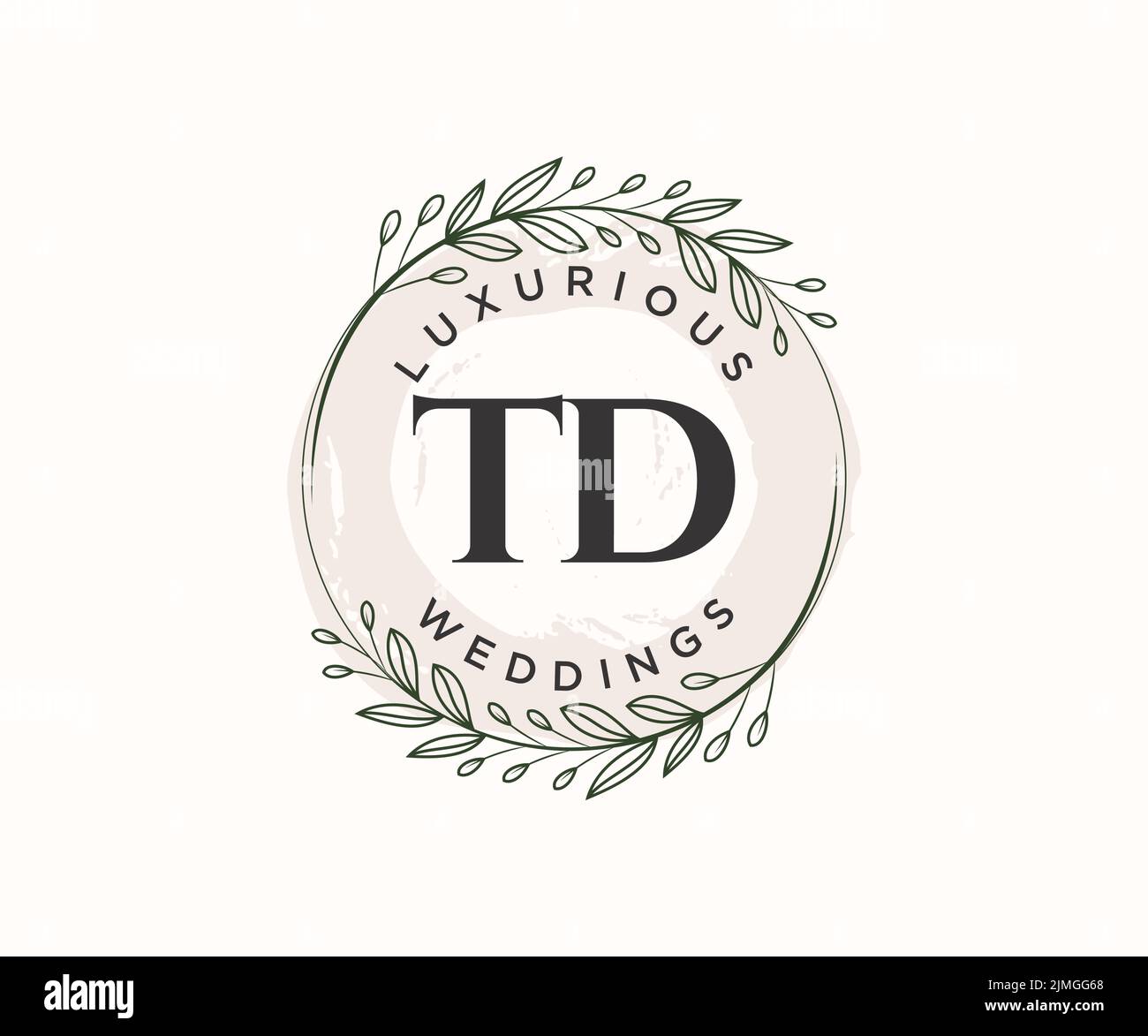 TD Initials letter Wedding monogram logos template, hand drawn modern ...