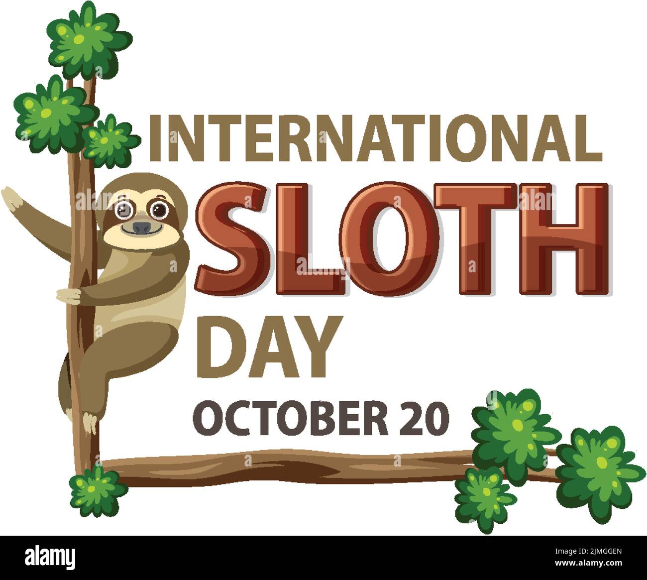 International sloth day banner concept vector illustration Stock Vector ...