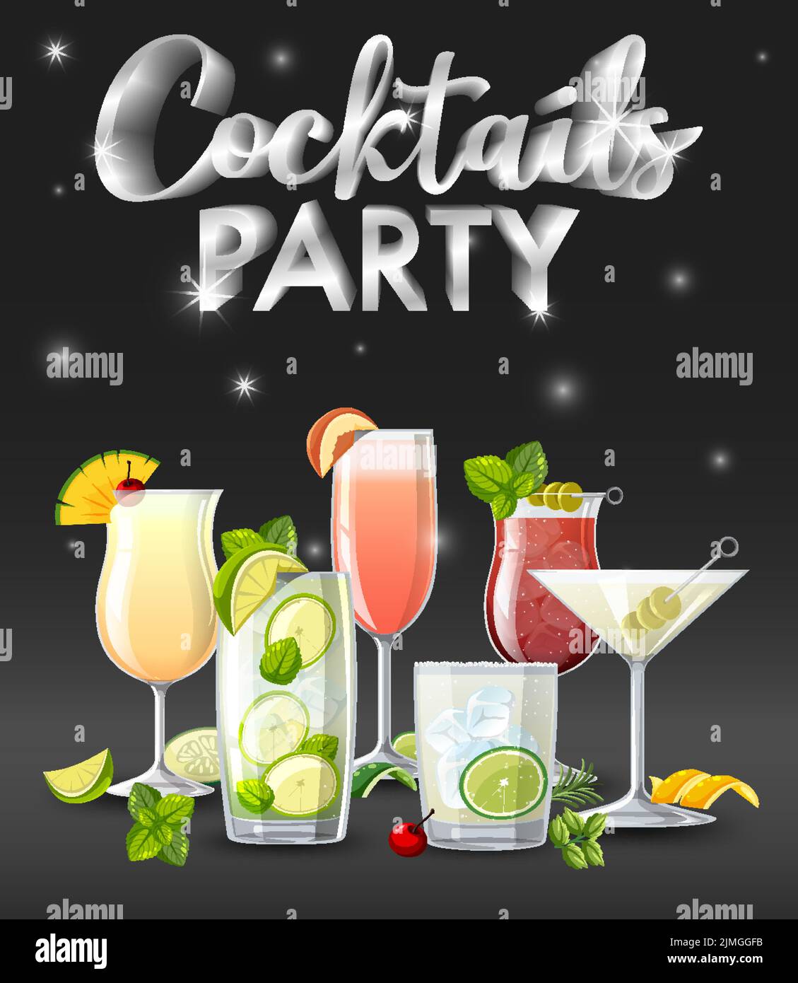 Cocktails Party Sparkling Background illustration Stock Vector Image ...