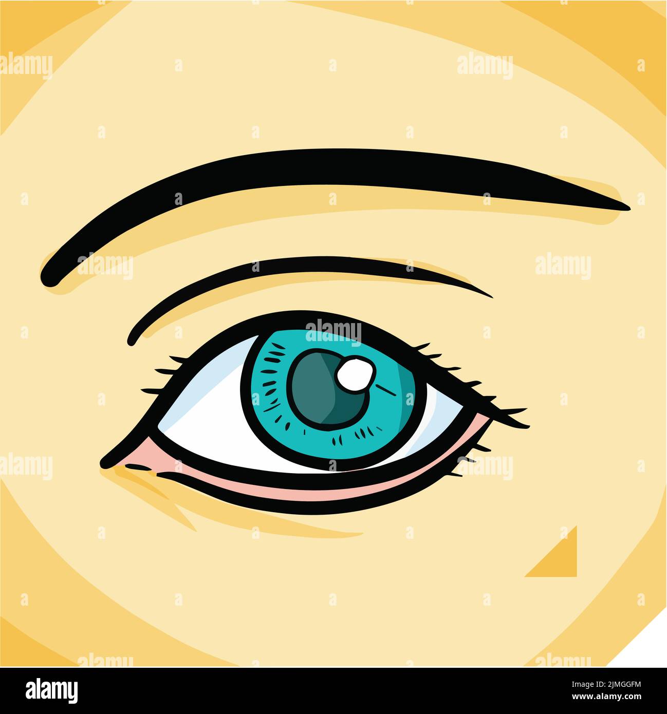 Cartoon Eyes With Eyelashes And Glasses
