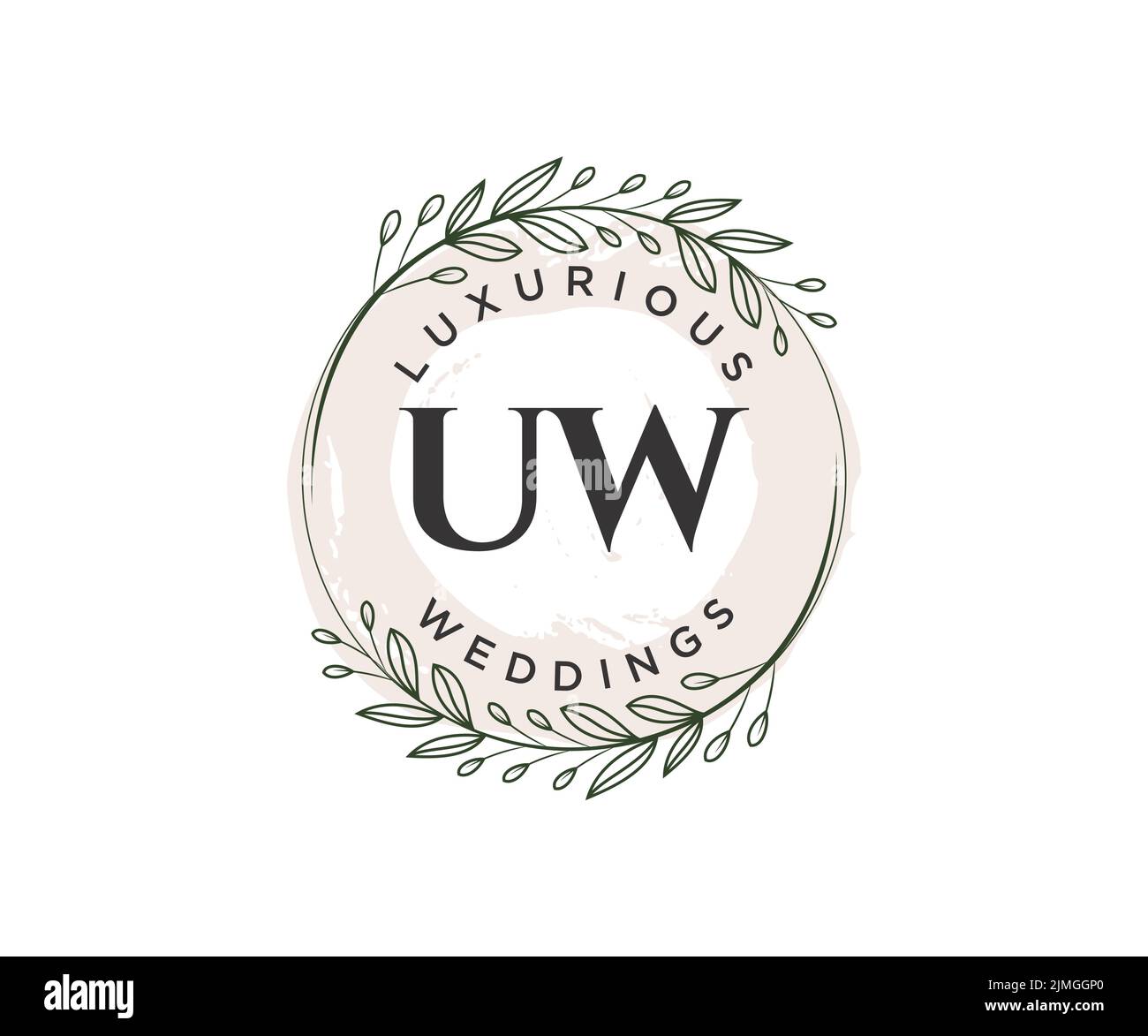 UW Initials letter Wedding monogram logos template, hand drawn modern ...