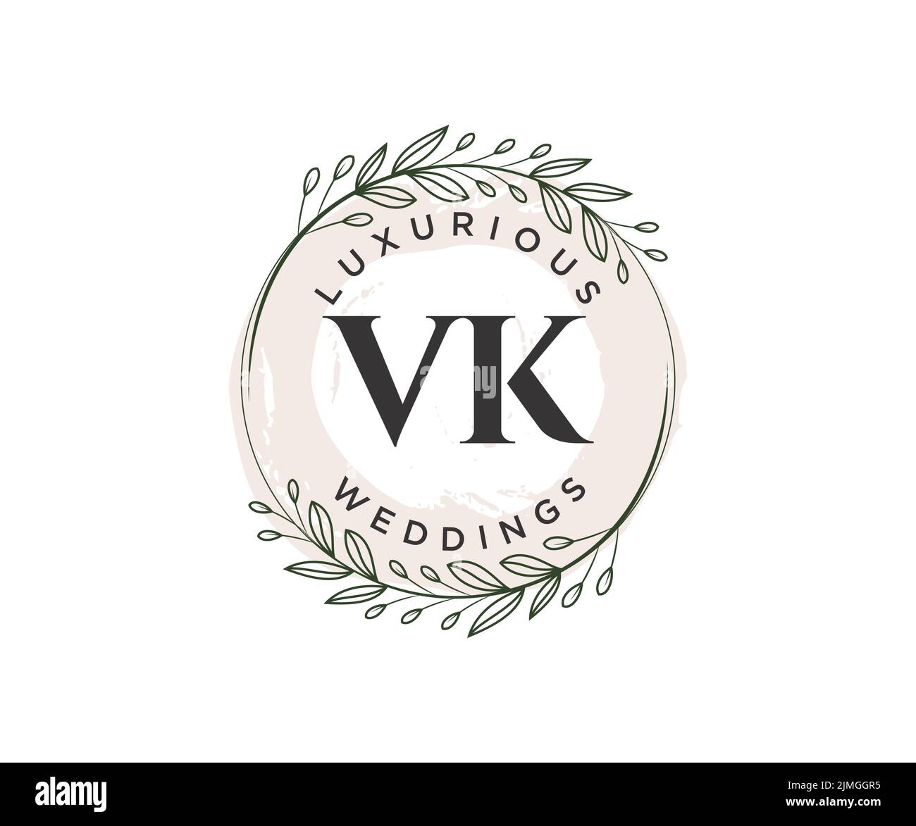 VK Initials letter Wedding monogram logos template, hand drawn modern ...