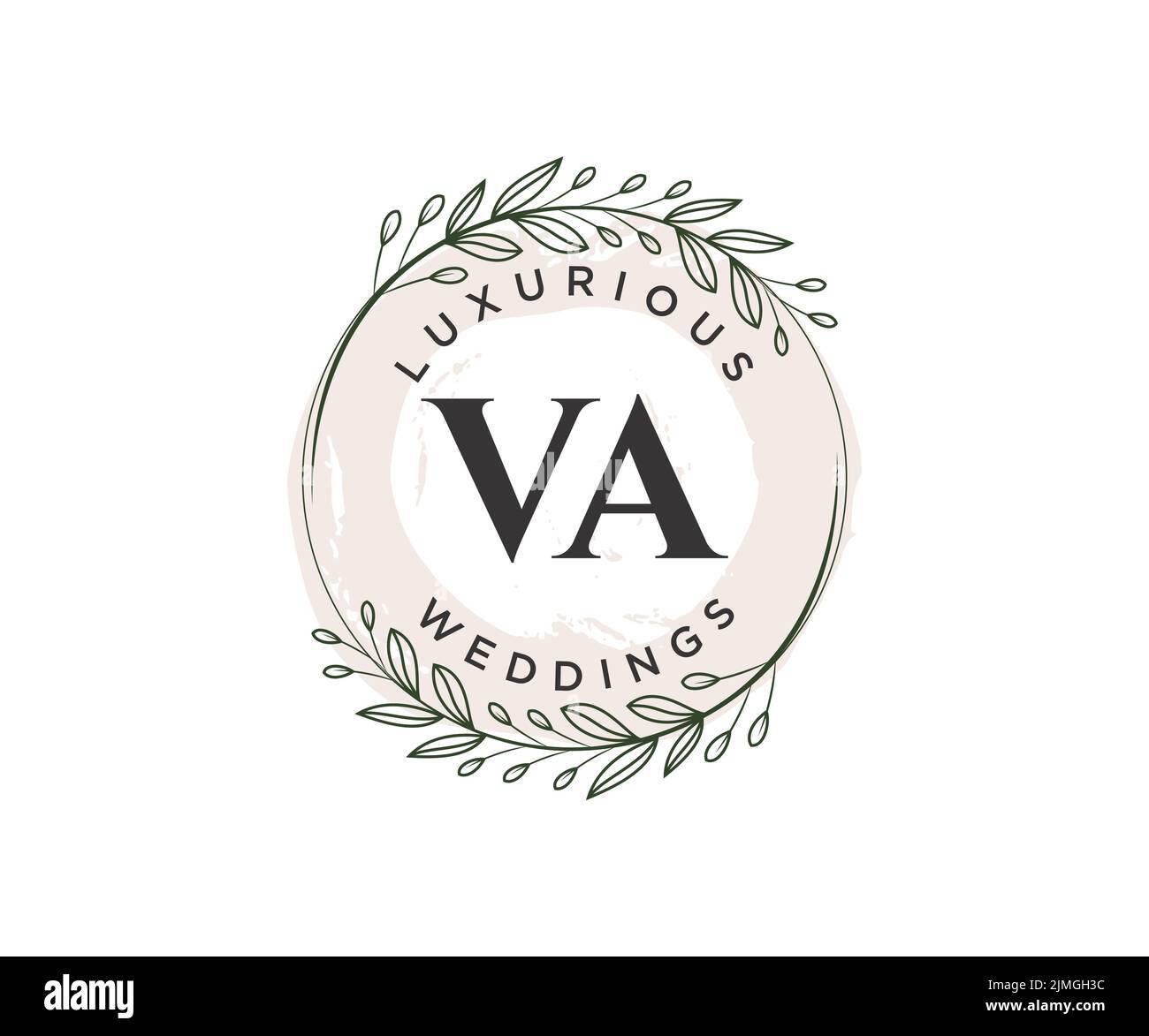 VA Initials letter Wedding monogram logos template, hand drawn modern ...