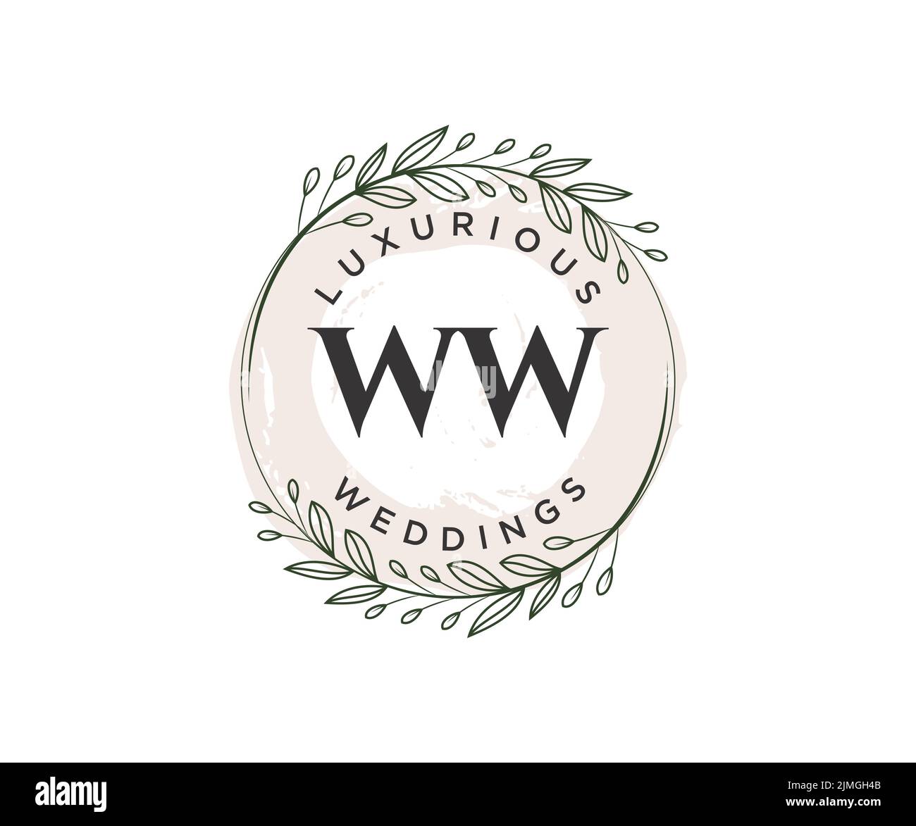 WW Initials letter Wedding monogram logos template, hand drawn modern ...