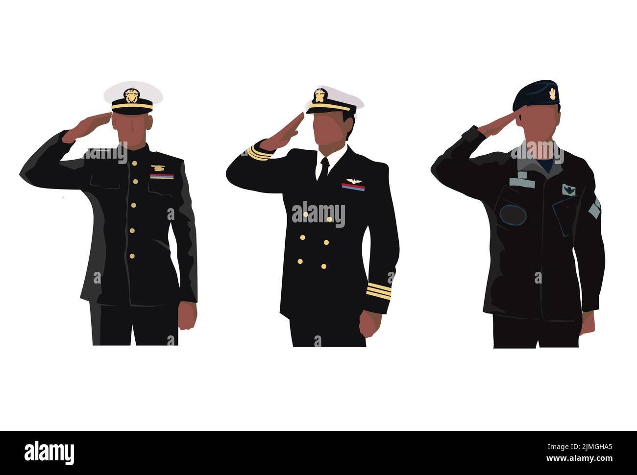 A Vector design of army soldiers saluting on a white background Stock ...
