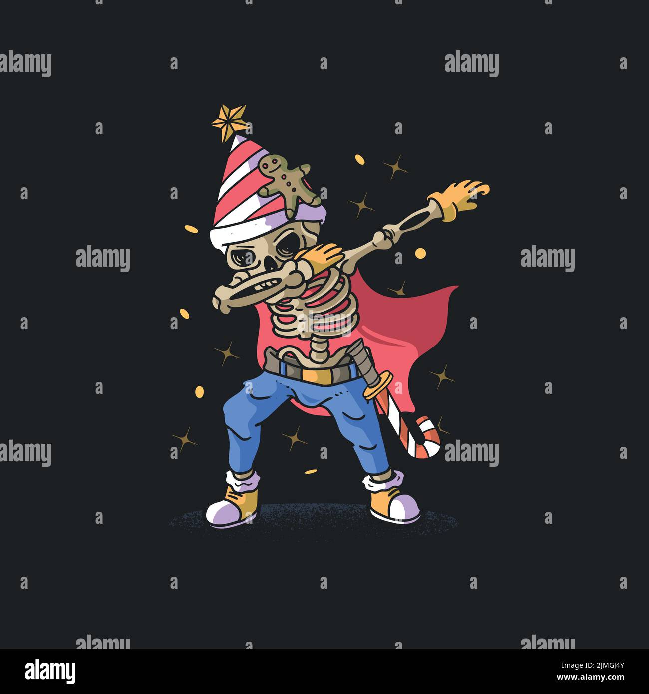 cute skeleton dabbing celebration birthday party Stock Vector Image ...