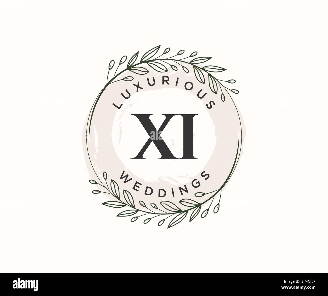 XI Initials letter Wedding monogram logos template, hand drawn modern ...