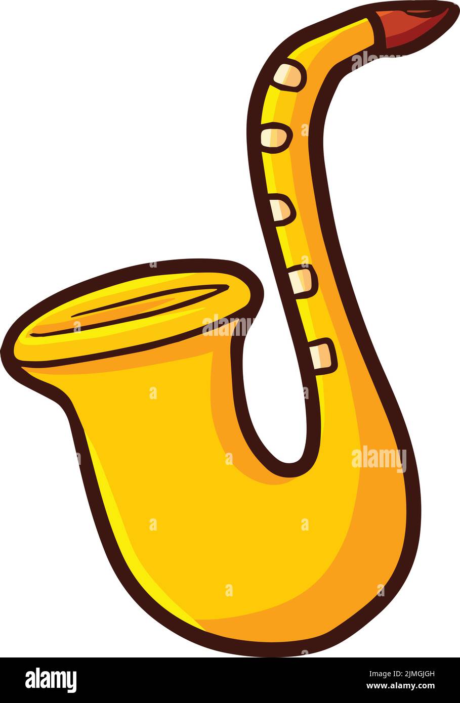 A vector illustration of a cute saxophone isolated on a white ...
