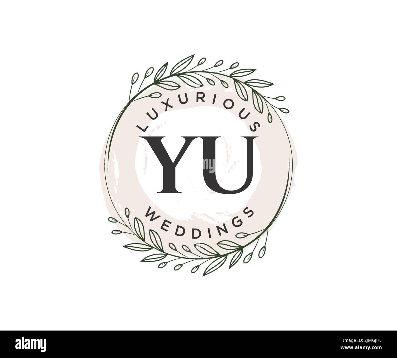 YU Initials letter Wedding monogram logos template, hand drawn modern ...