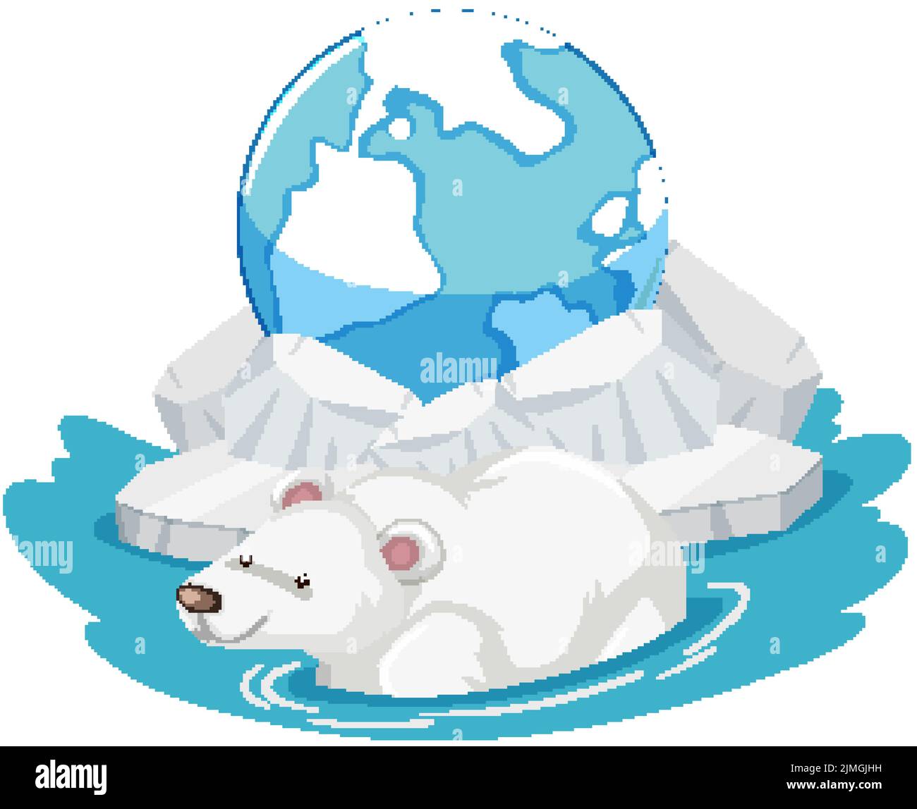 Polar bear with iceberg on white background illustration Stock Vector ...