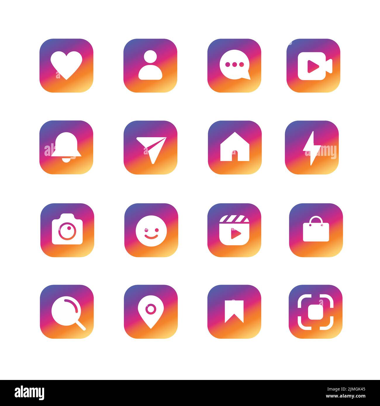 A vector illustration of communications icons in purple and pink colors ...