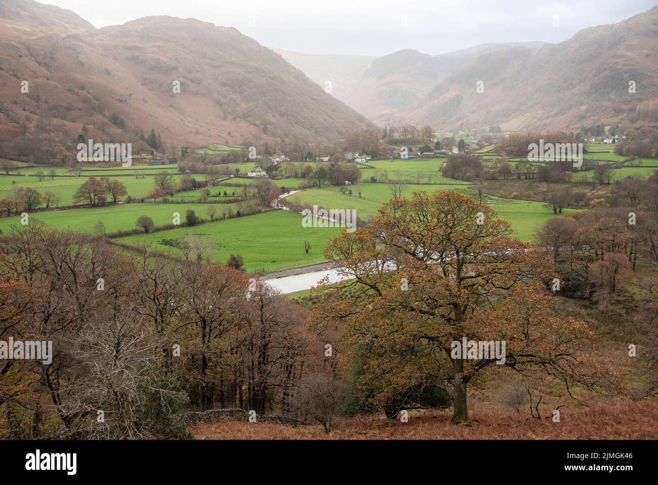 Stunning Autumn landscape image towards Borrowdale Valley from Castle ...