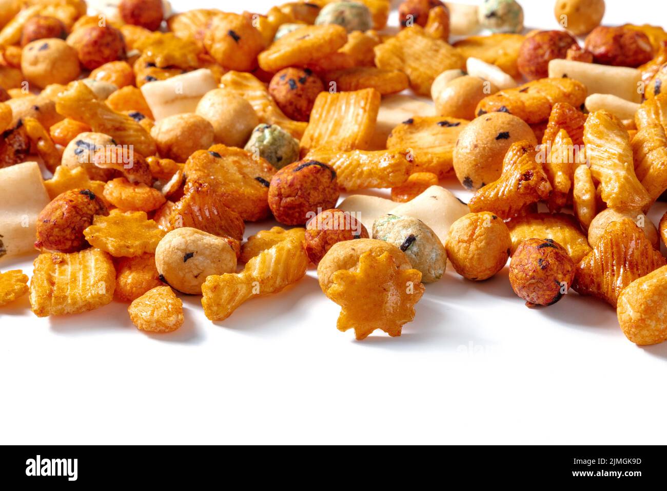 Japanese rice crackers assortment on a white background Stock Photo - Alamy