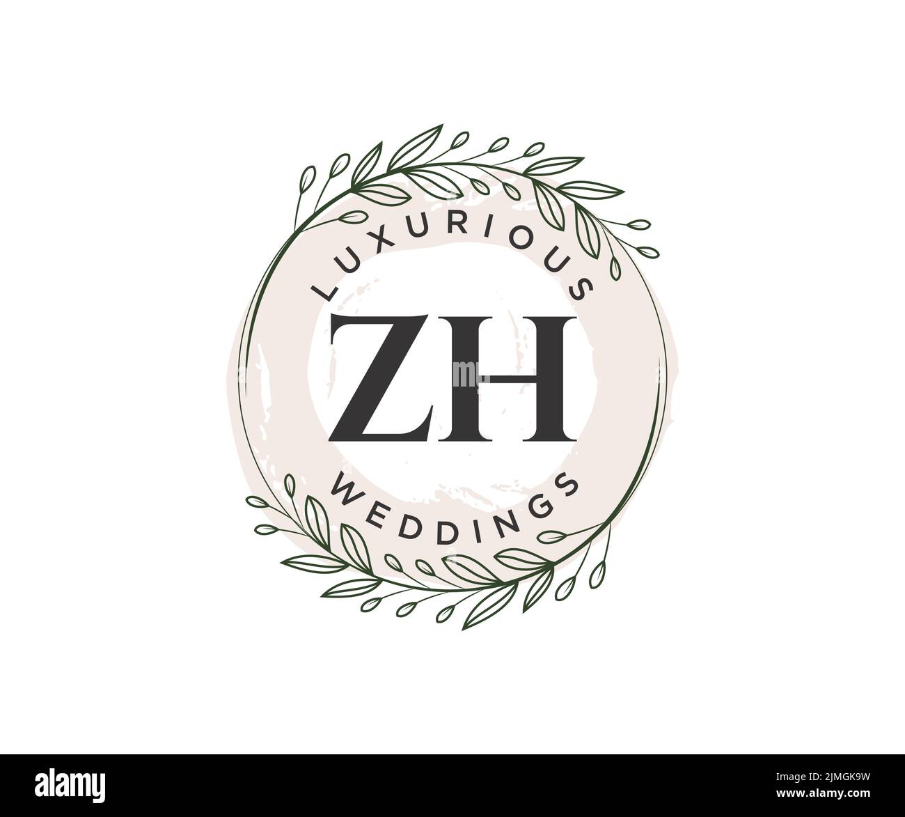 ZH Initials letter Wedding monogram logos template, hand drawn modern ...