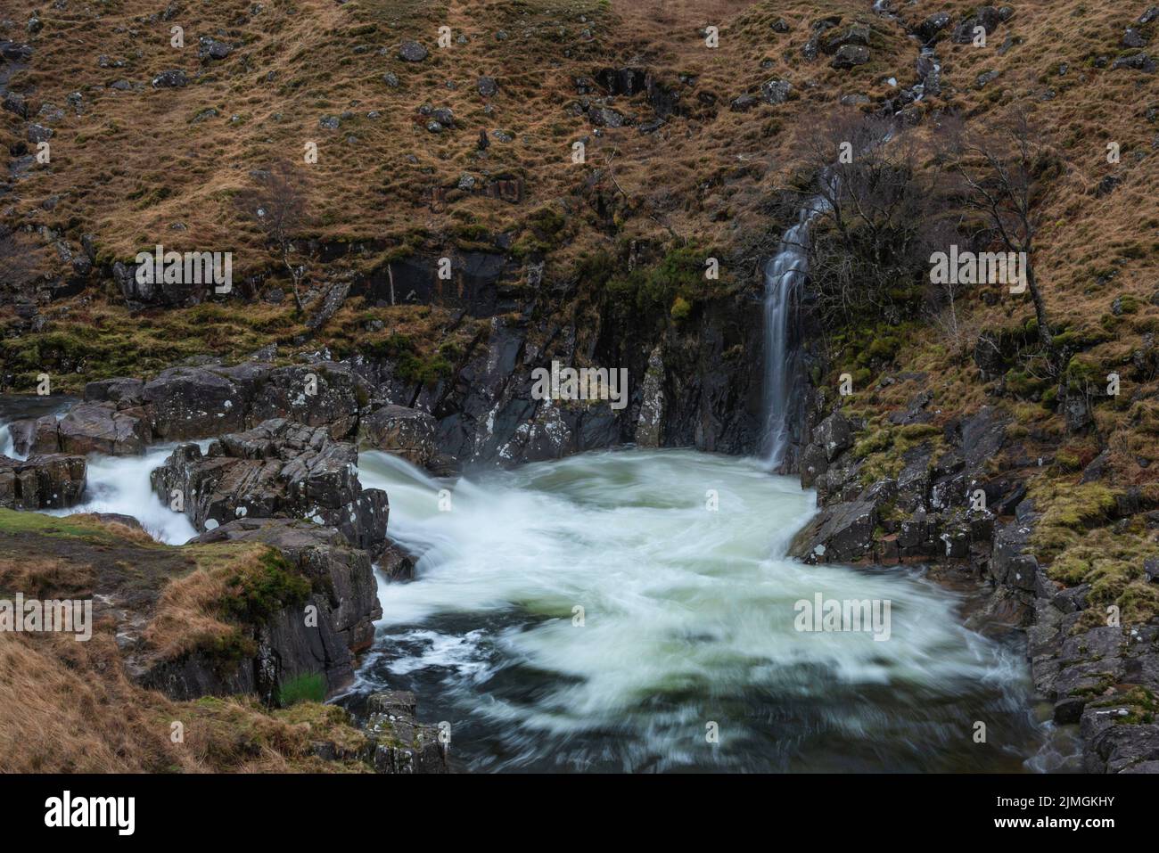 Beautiful Winter landscape image of River Etive and Skyfall Etive ...