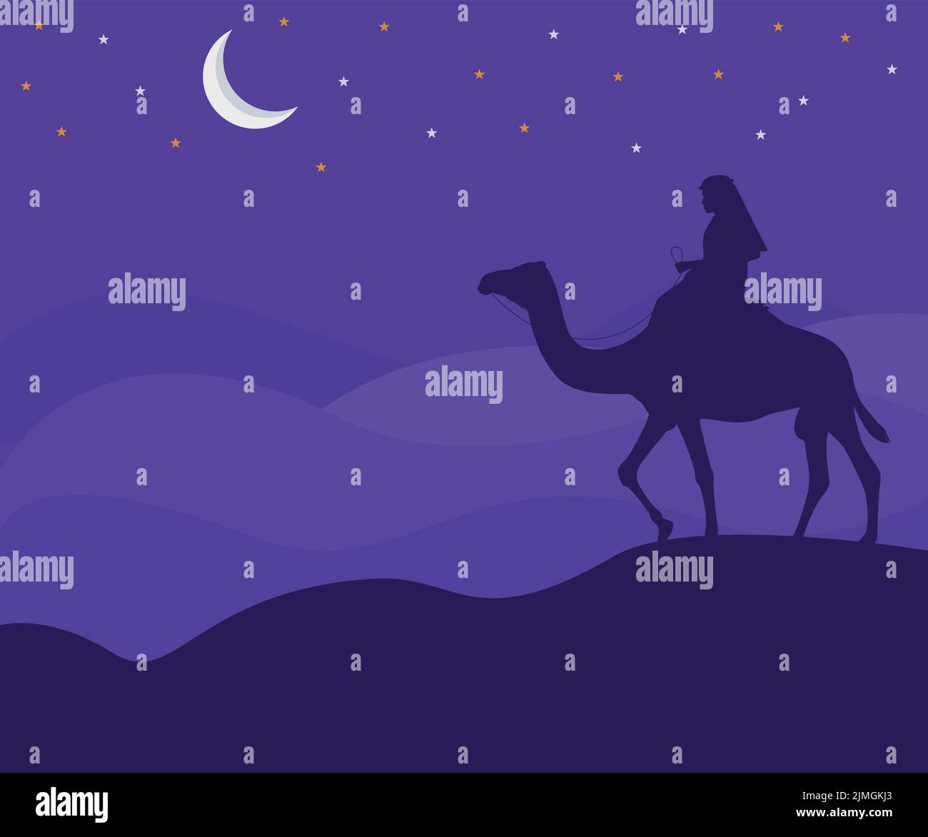 A vector design of a silhouetted human on a camel , Arabian nights in ...
