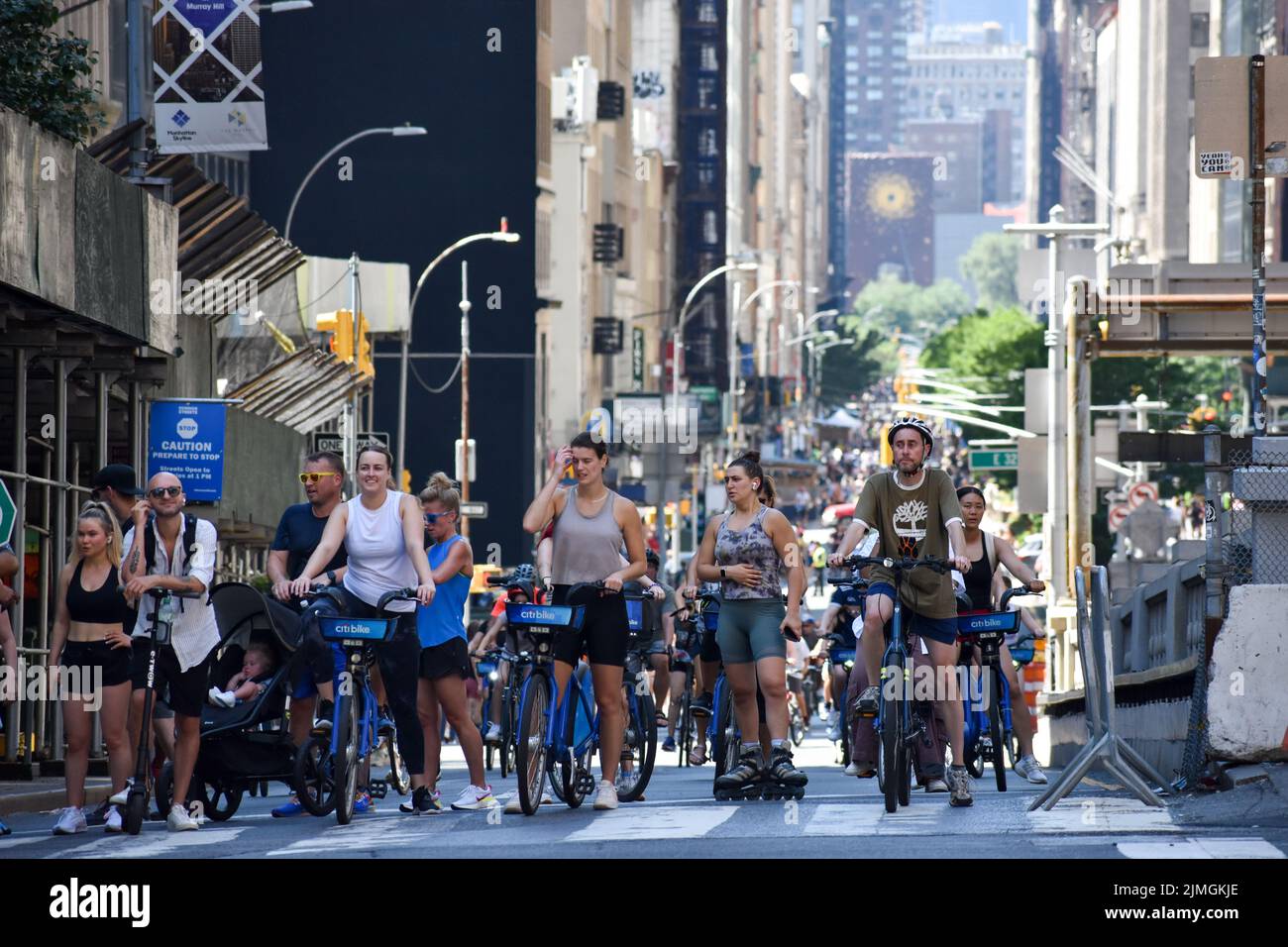 New Yorkers are seen biking on Park Avenue near Union Square during car ...