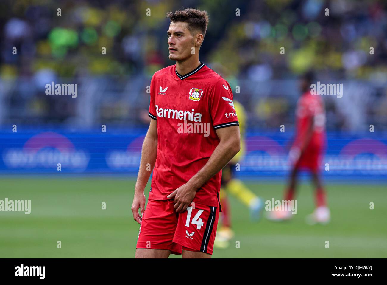 DORTMUND, GERMANY - AUGUST 6: Patrik Schick of Bayer Leverkusen during ...