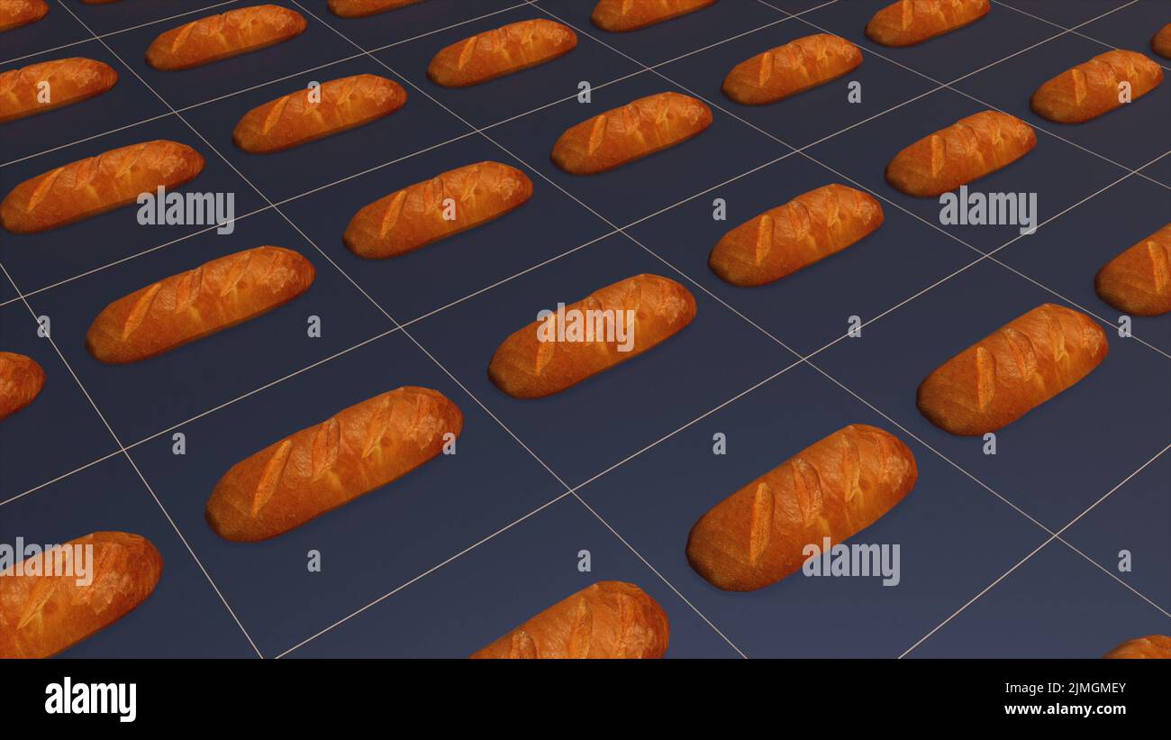 Rows of loaves of bread Stock Photo - Alamy