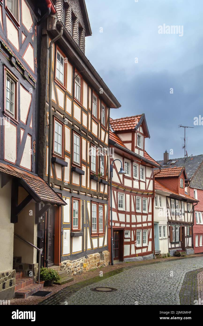 Street in Alsfeld city center, Germany Stock Photo - Alamy