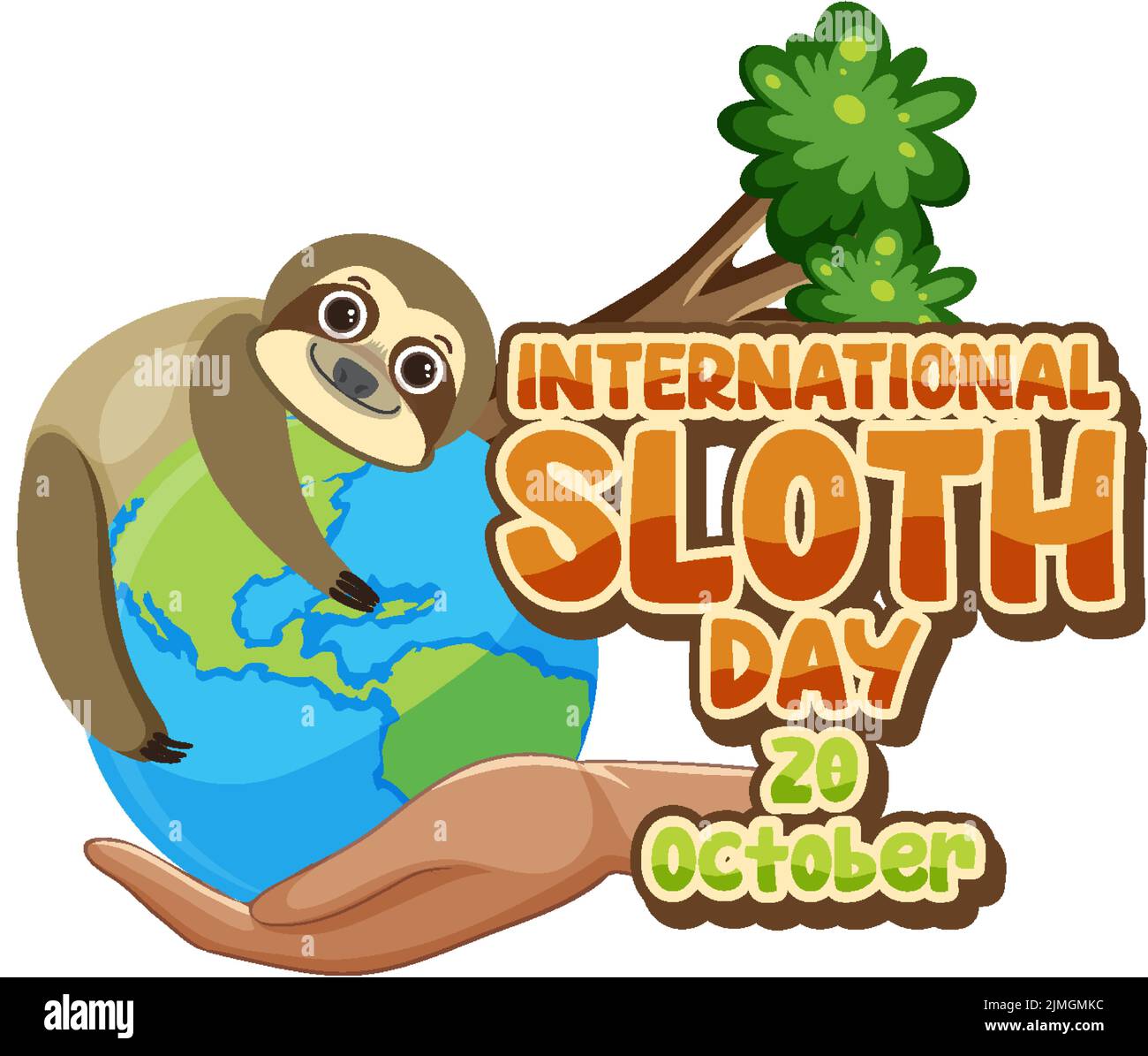 International sloth day banner concept vector illustration Stock Vector ...