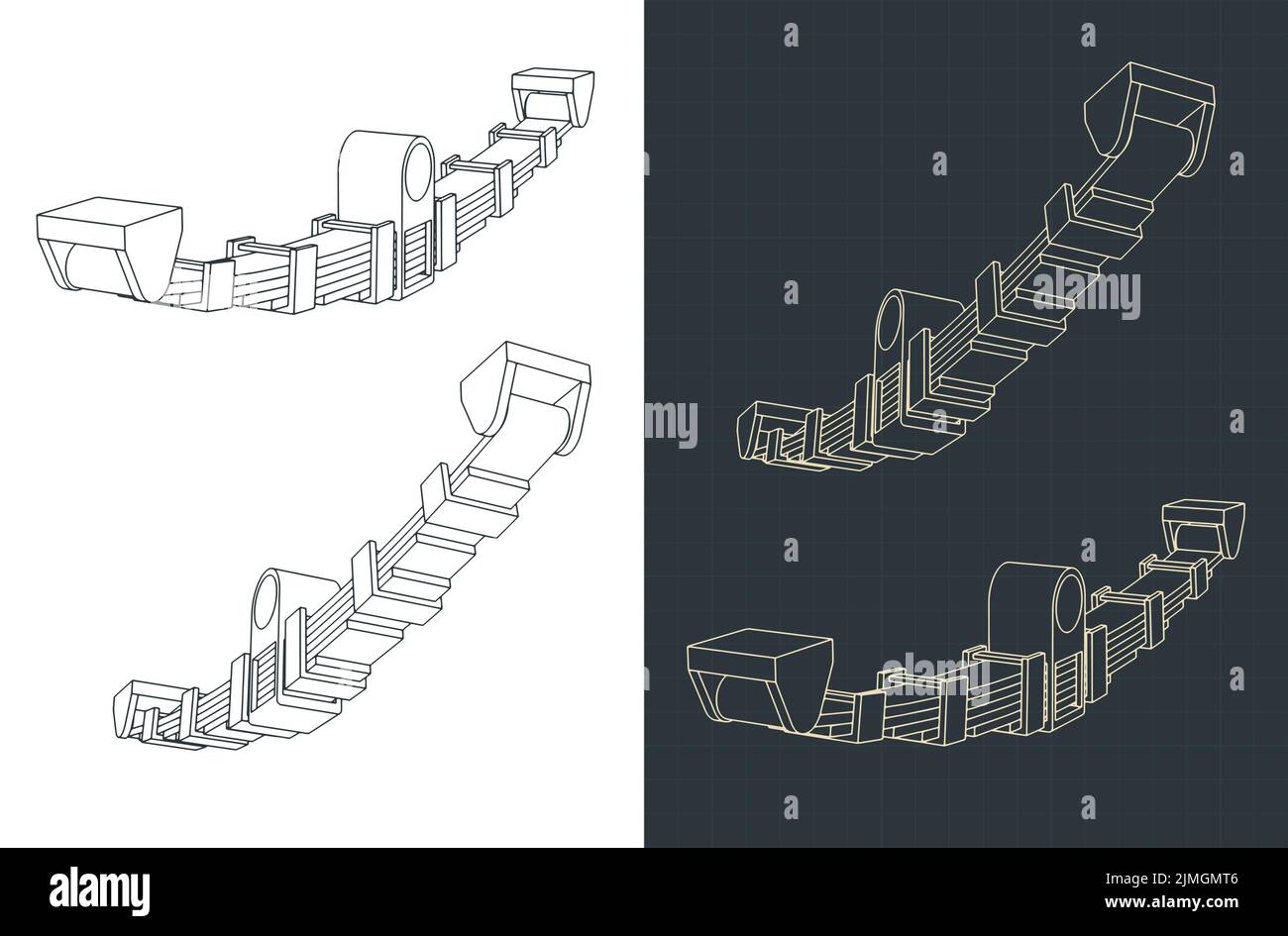 Stylized vector illustration of drawings of leaf spring Stock Vector ...