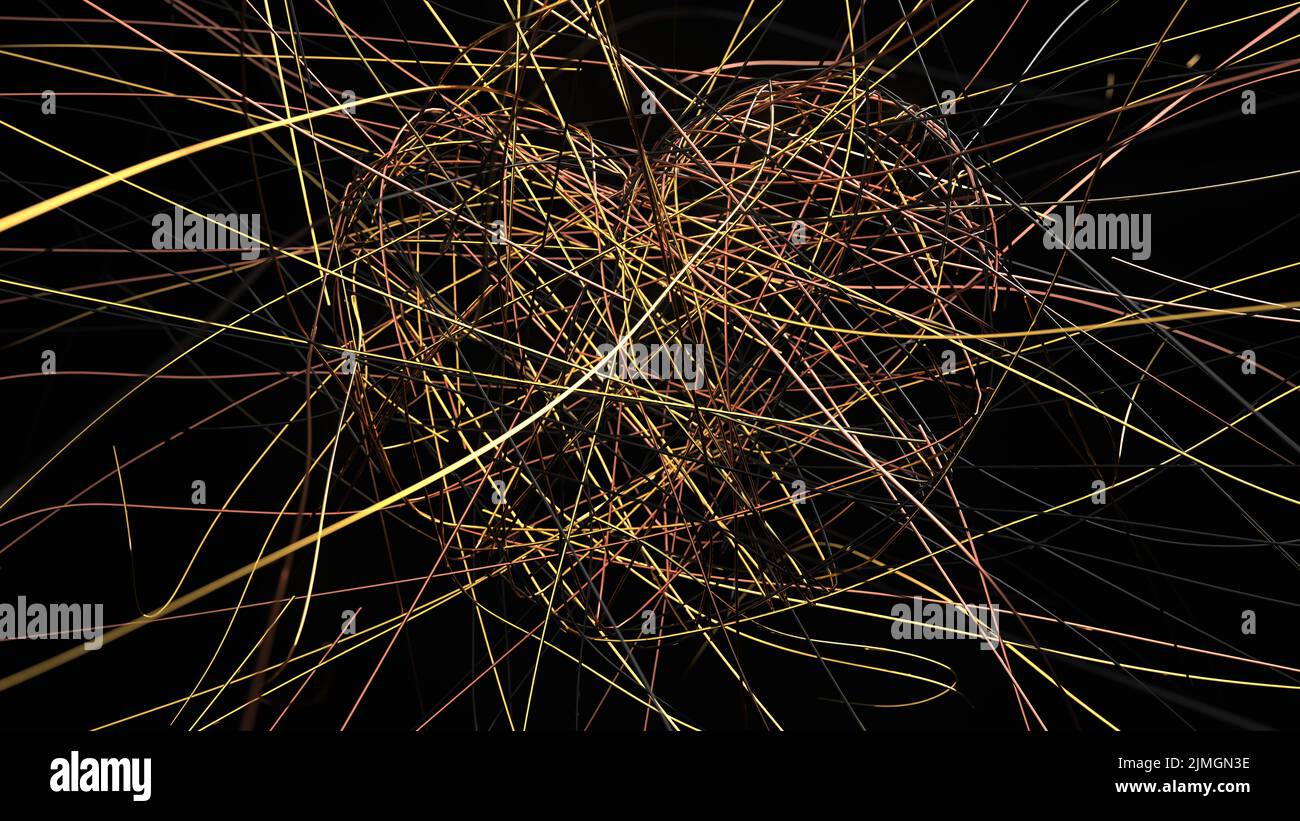 Golden Strings Heart Black Background Stock Photo - Alamy