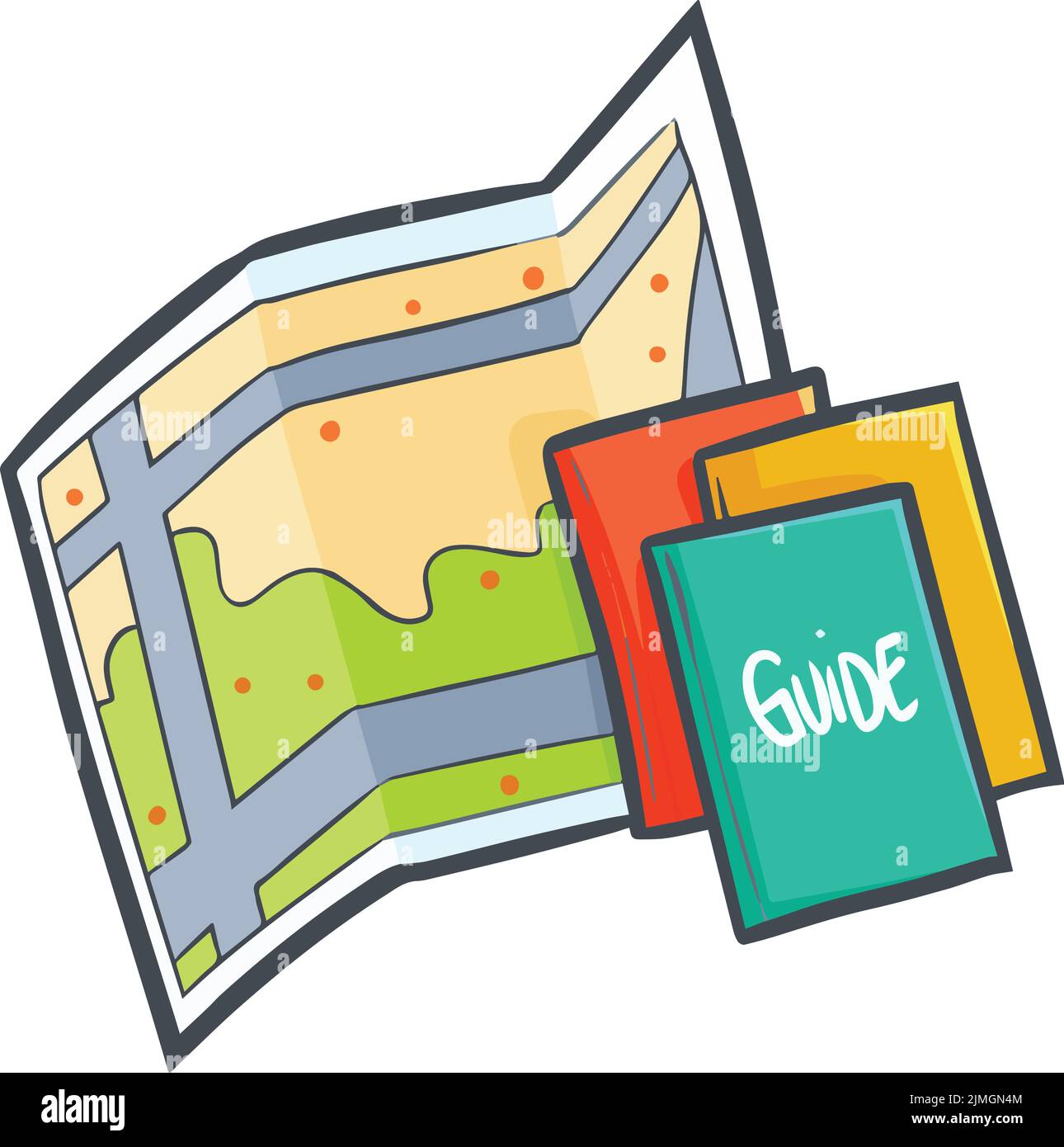 A vector illustration of colorful guide books on the white background ...