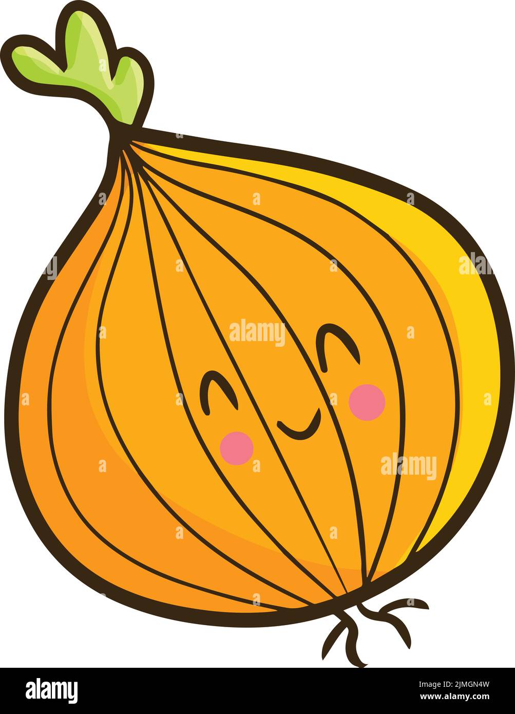A vector illustration of an onion with a smiling, cheerful face Stock ...