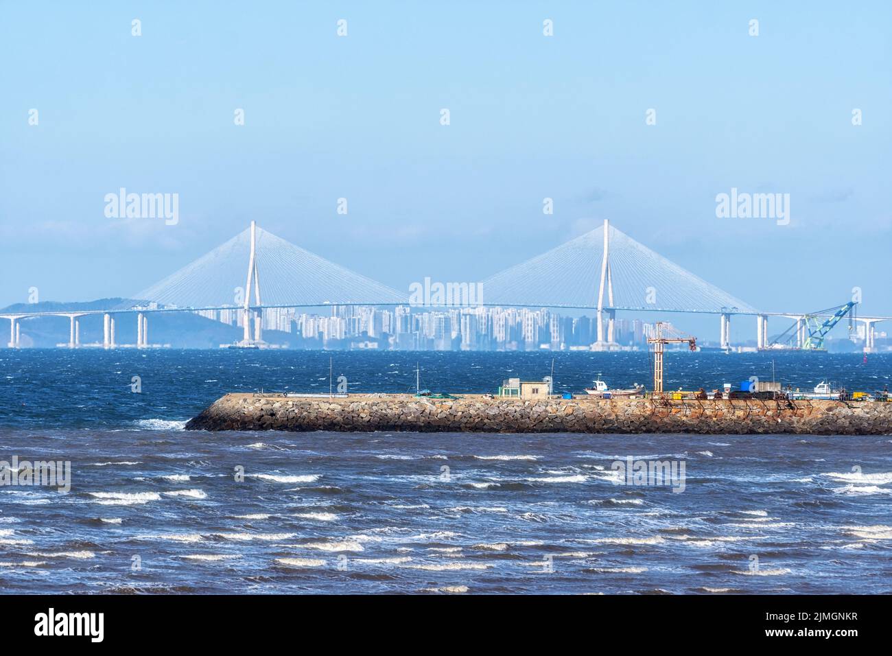 Bangameori beach and incheon bridge Stock Photo - Alamy