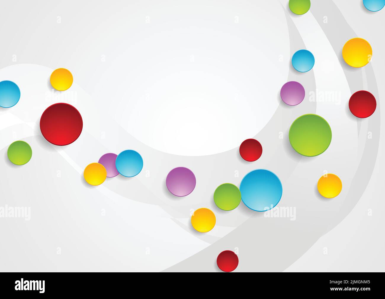 Grey wavy background and colorful circles vector graphic design Stock ...