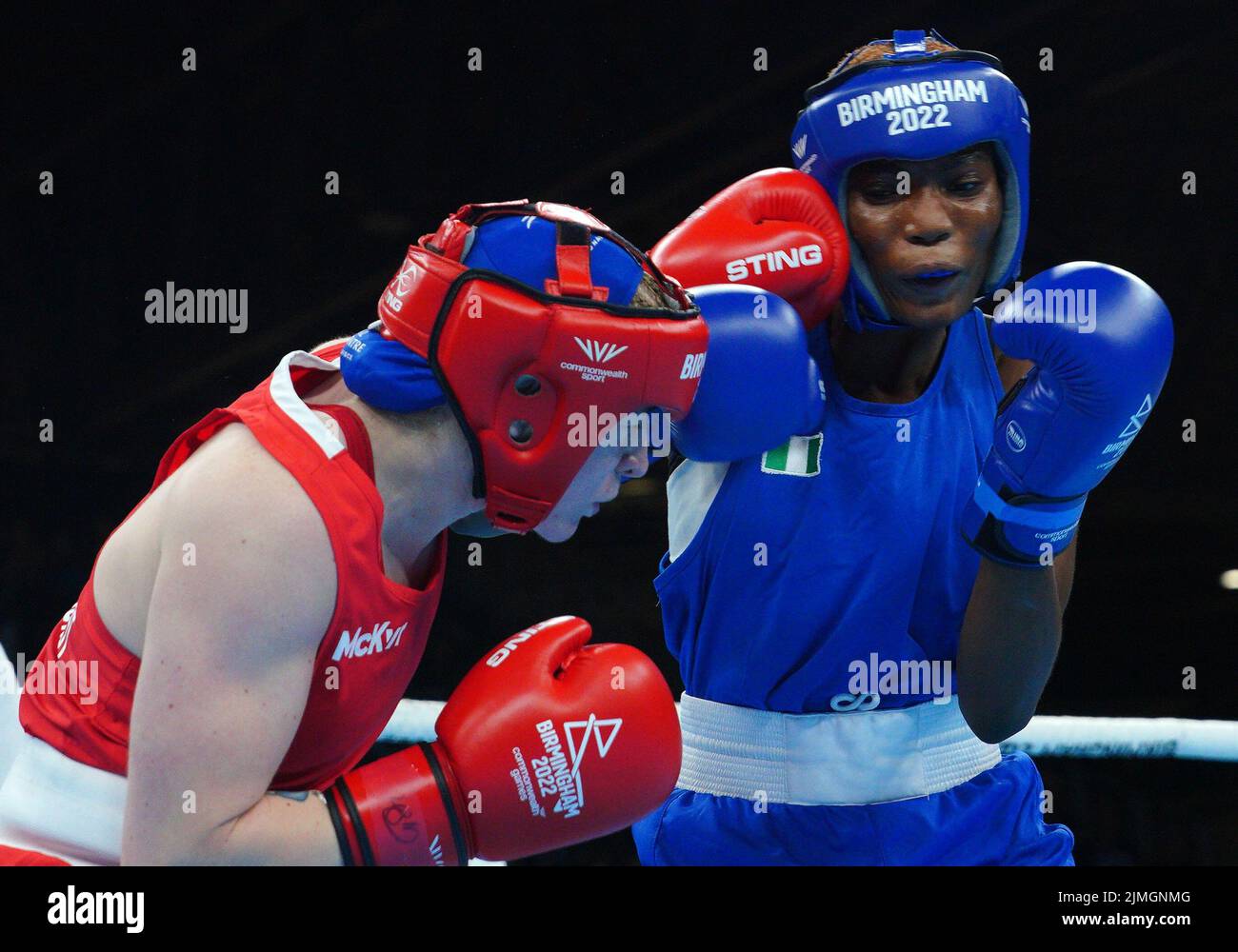 Northern Ireland's Amy Sara Broadhurst (Red) and Nigeria's Cynthia ...