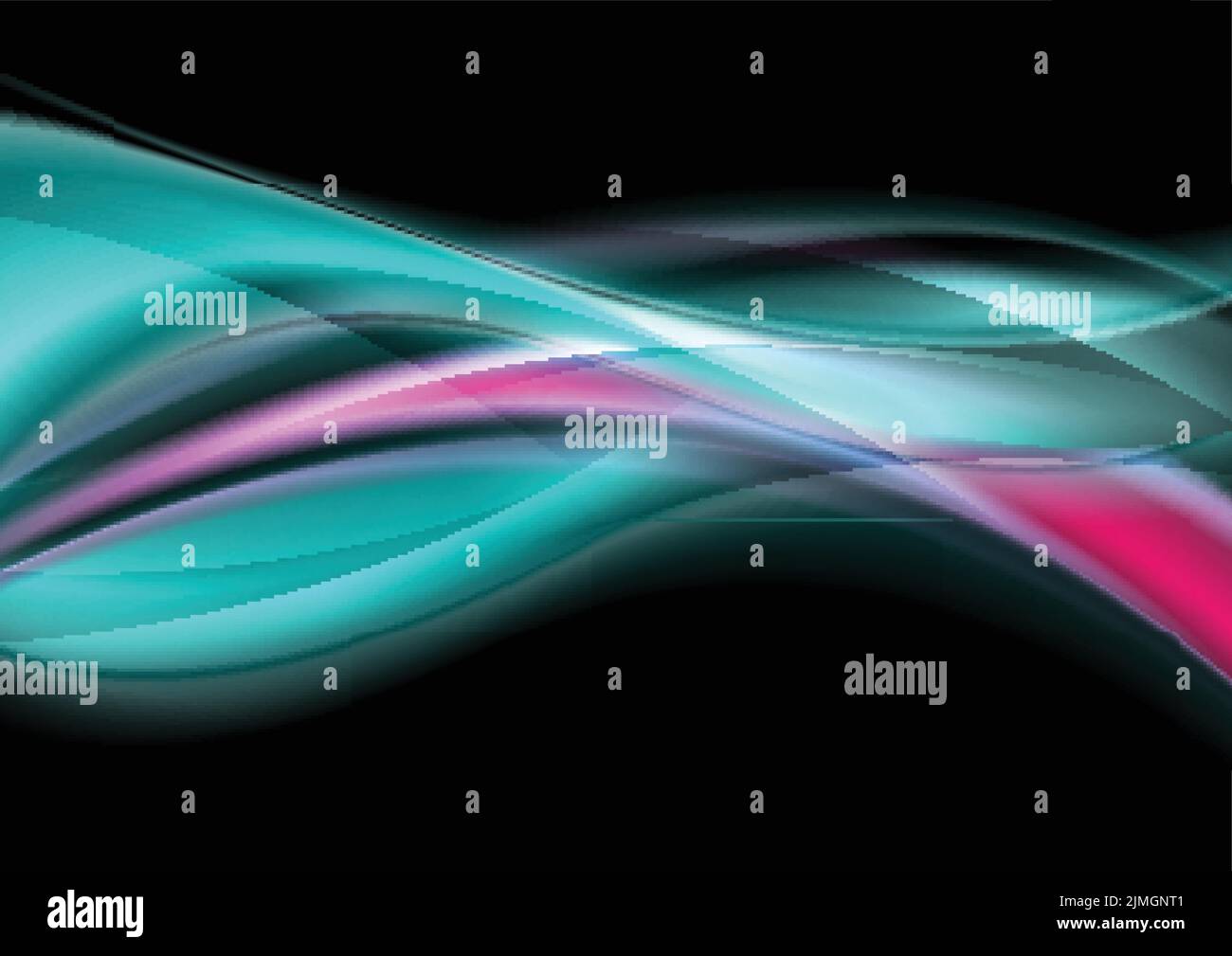 Glowing turquoise and pink glossy waves abstract background. Vector ...