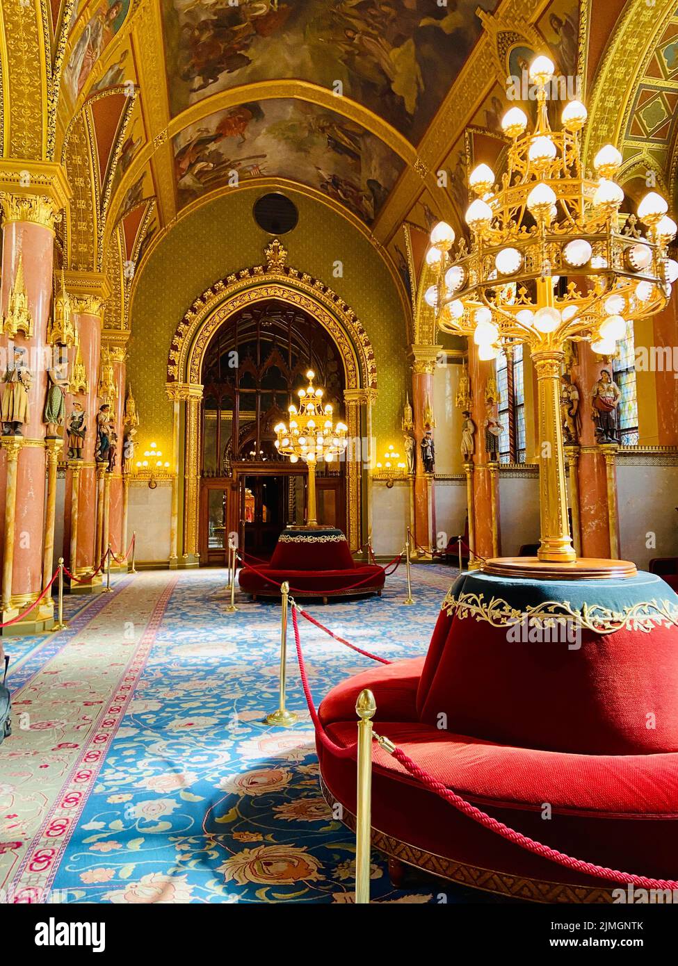 A vertical shot of the interior of Hungarian National Assembly Stock ...
