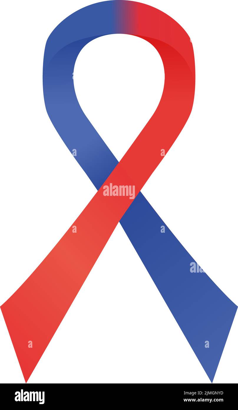 Red and blue awareness ribbon. supports Noonan Syndrome, Sudden ...