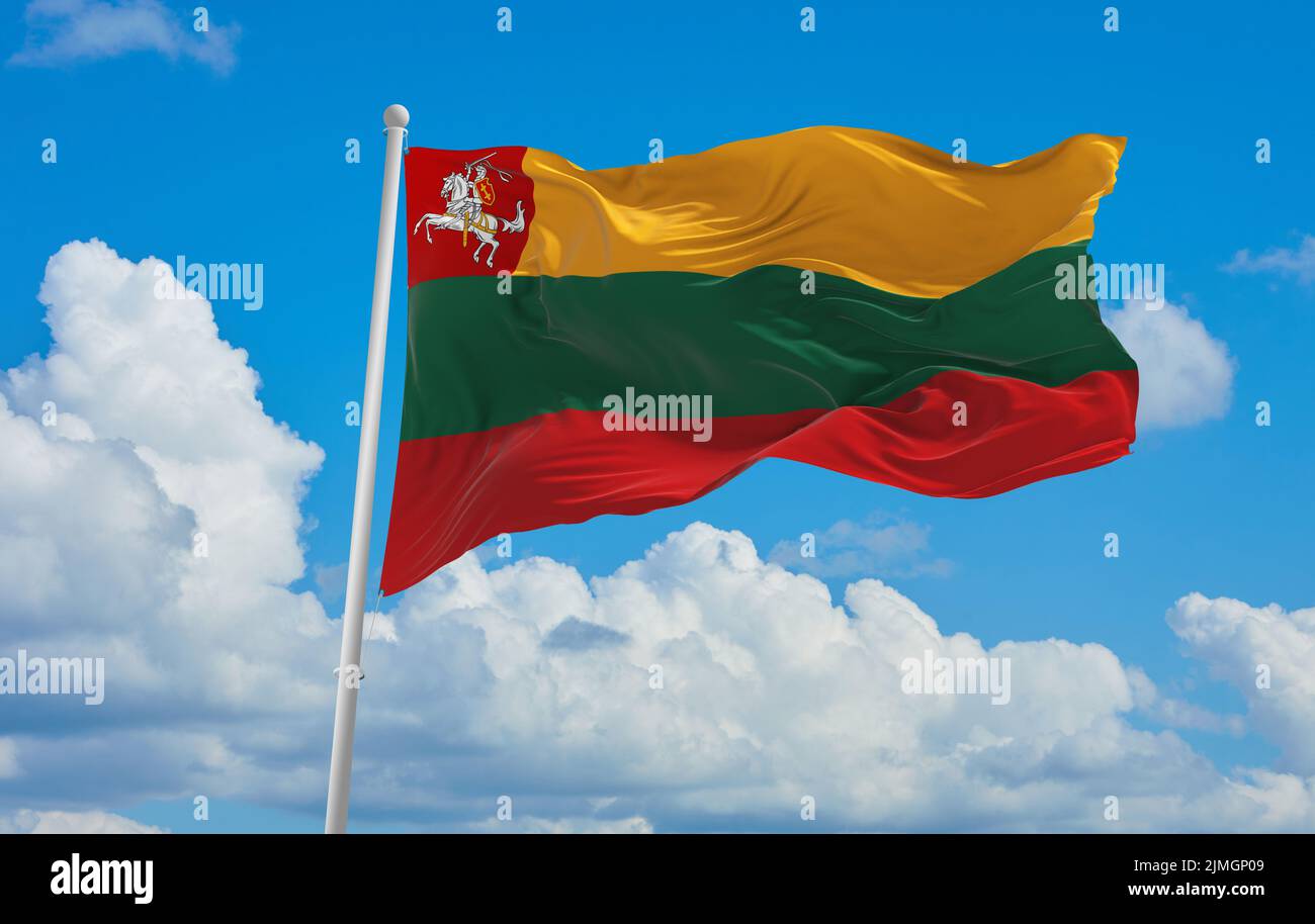 official flag of Government Ensign 1922 1940 lithuania at cloudy sky ...