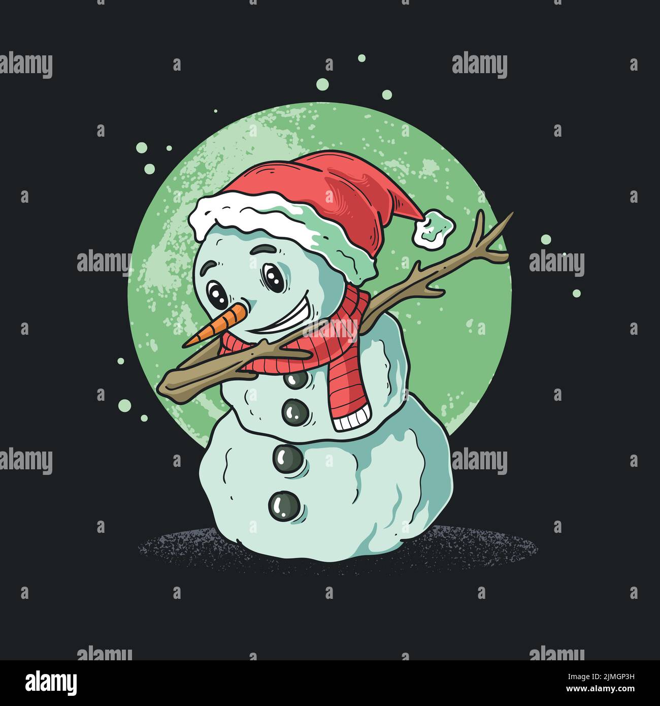 A vector cartoon. Funny winter snowman dancing celebrating holidays on ...