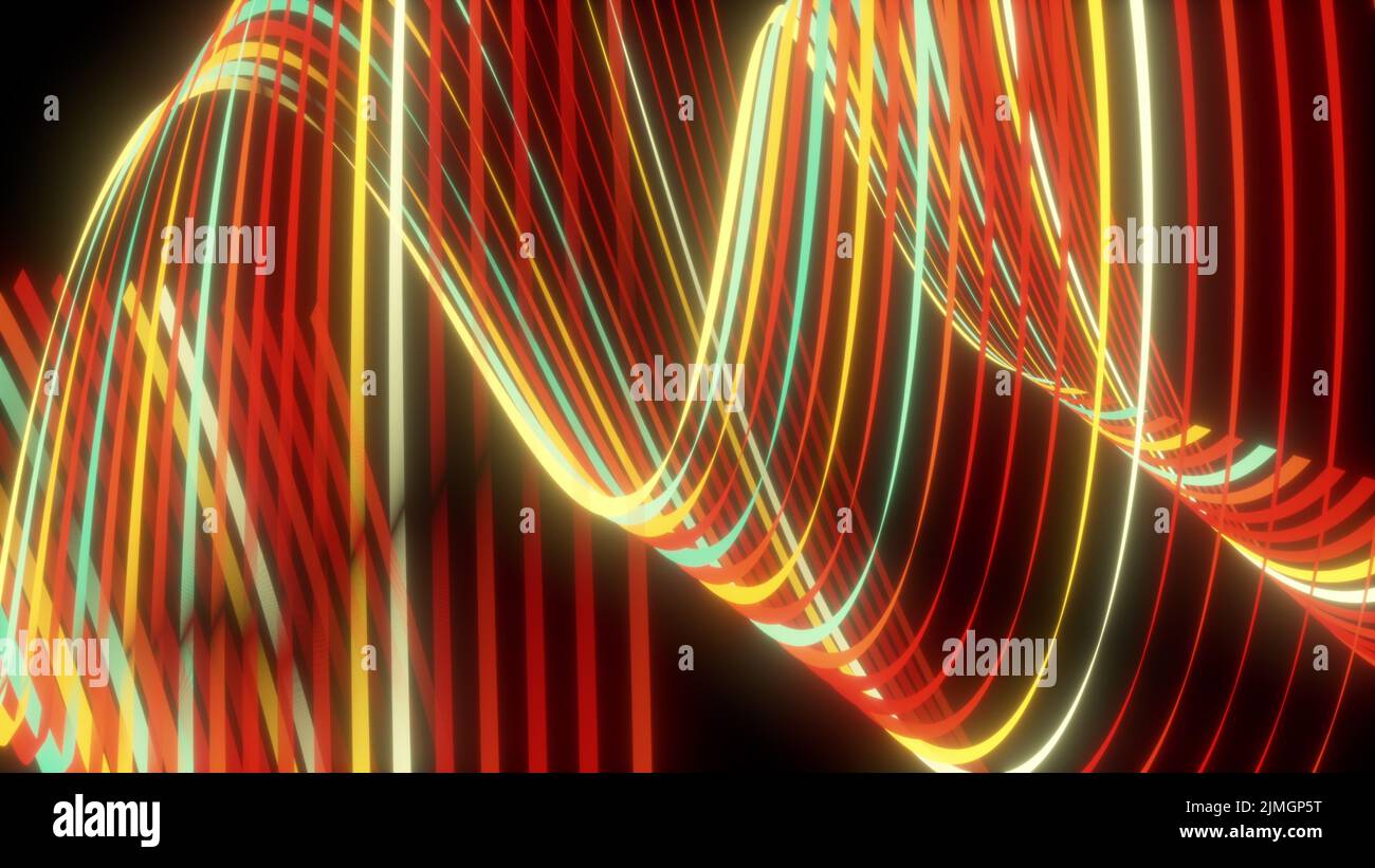 Abstract spiral rotating glow lines, computer generated background, 3D ...