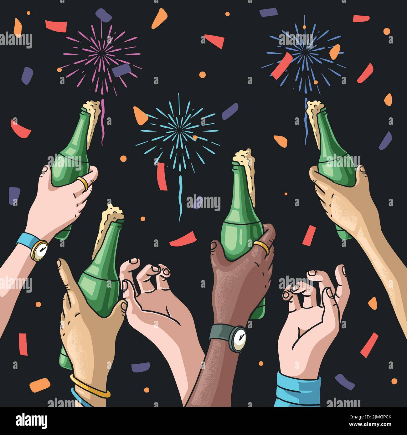Vector fireworks and hands Stock Vector Images - Alamy