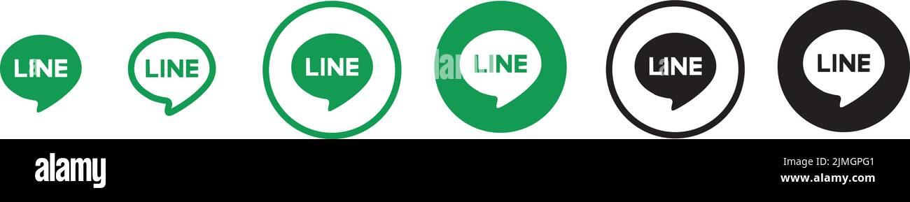 A row of green or black messenger application icons named LINE ...