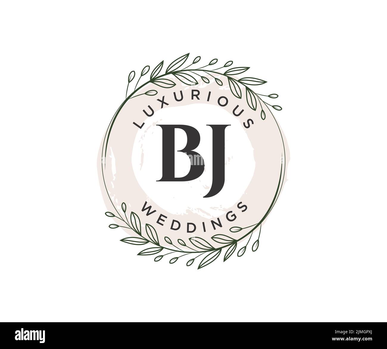 BJ Initials letter Wedding monogram logos template, hand drawn modern ...